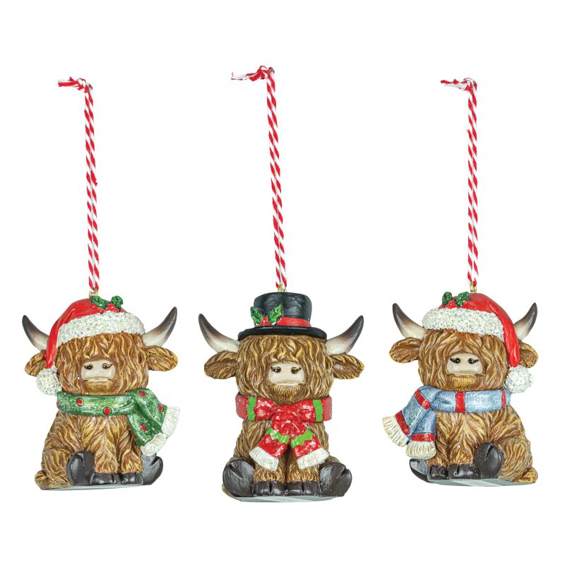 Highland Cow Holiday Christmas Ornament Set 15498 – The Frosty ...