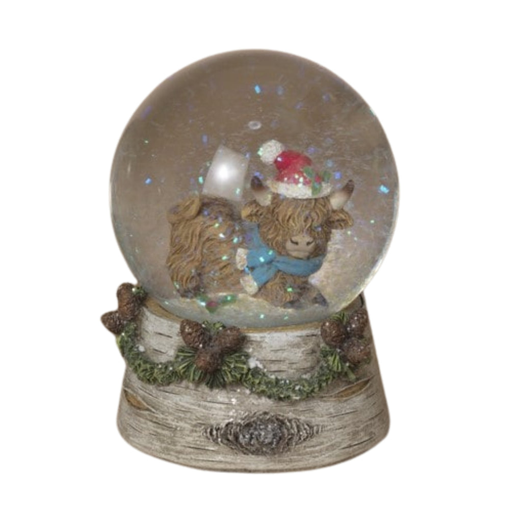 Resin & Glass Holiday Highland Cow Design Water Globe Blue-Scarf 27992 ...