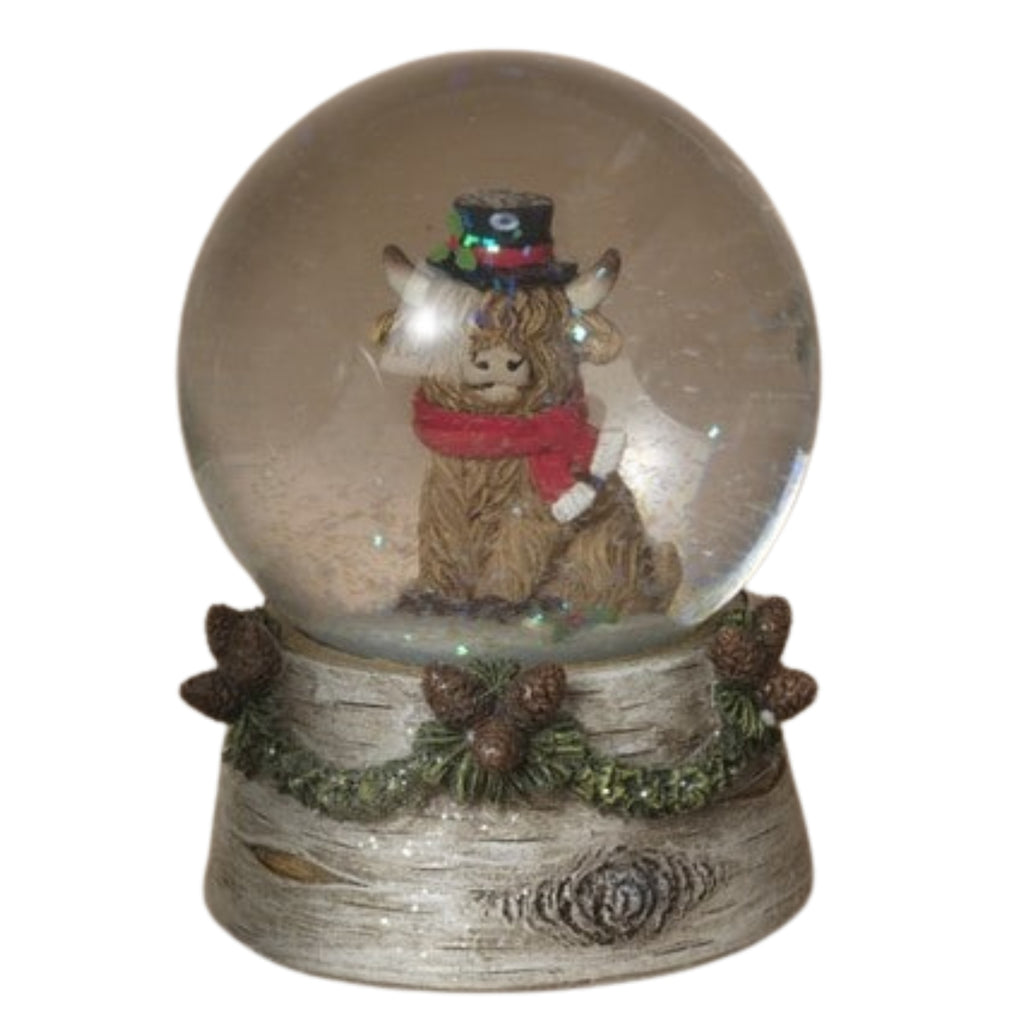 Resin & Glass Holiday Highland Cow Design Water Globe TopHat-2799240-B ...