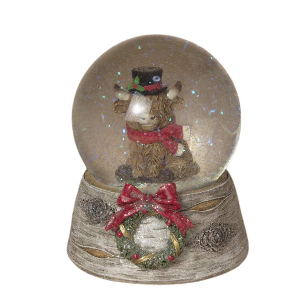 Resin & Glass Holiday Highland Cow w/Wreath Design Water Globe 2799230 ...