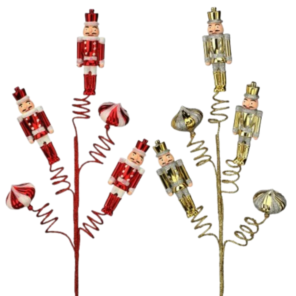 Triple Nutcracker Ornament Spray Tree Pick MTX75926 – The Frosty ...