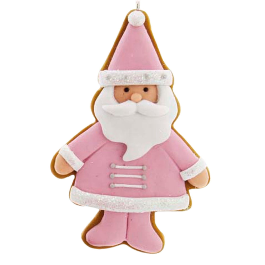 Pink Frosted Embellished Christmas Santa Cookie Ornament T2876 Sweet S ...