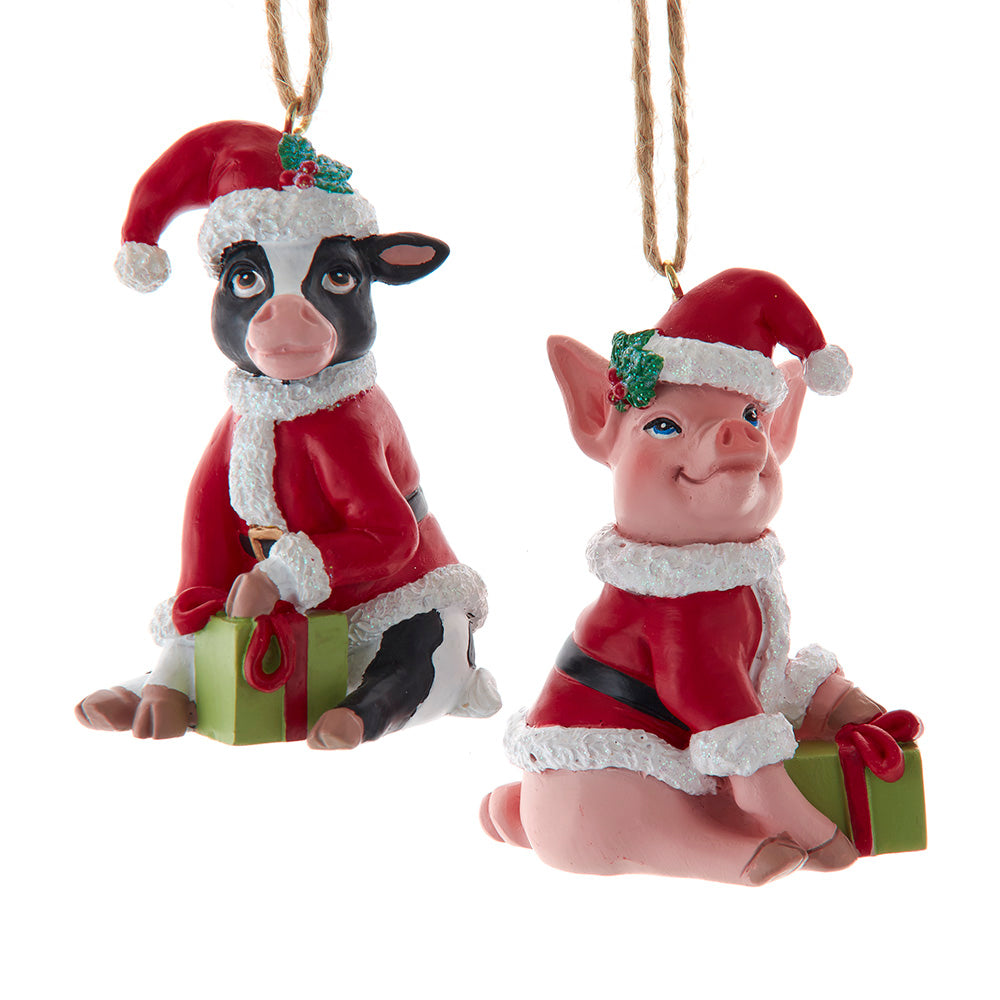 Christmas Farm Santa Pig Cow Ornament A2413 Farm Life – The Frosty ...
