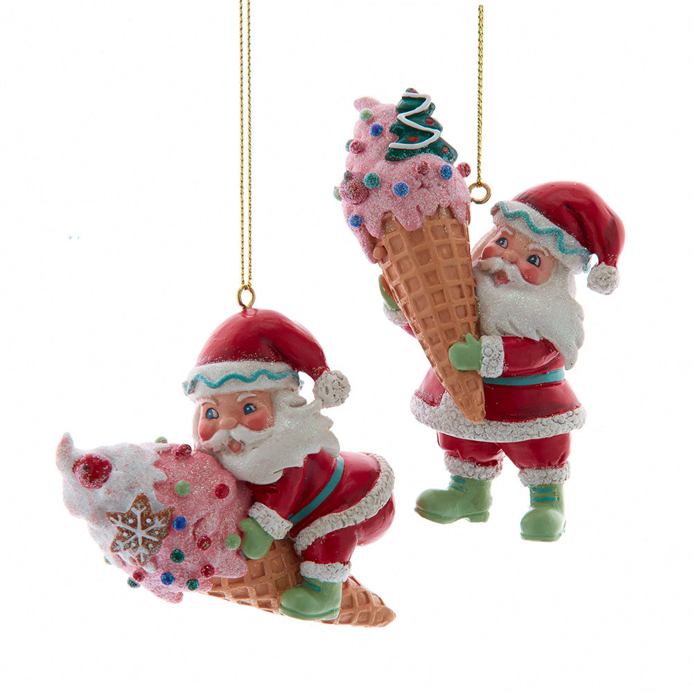 Santa With Ice Cream Ornaments Set D4620 Ice Cream Shoppe – The Frosty ...