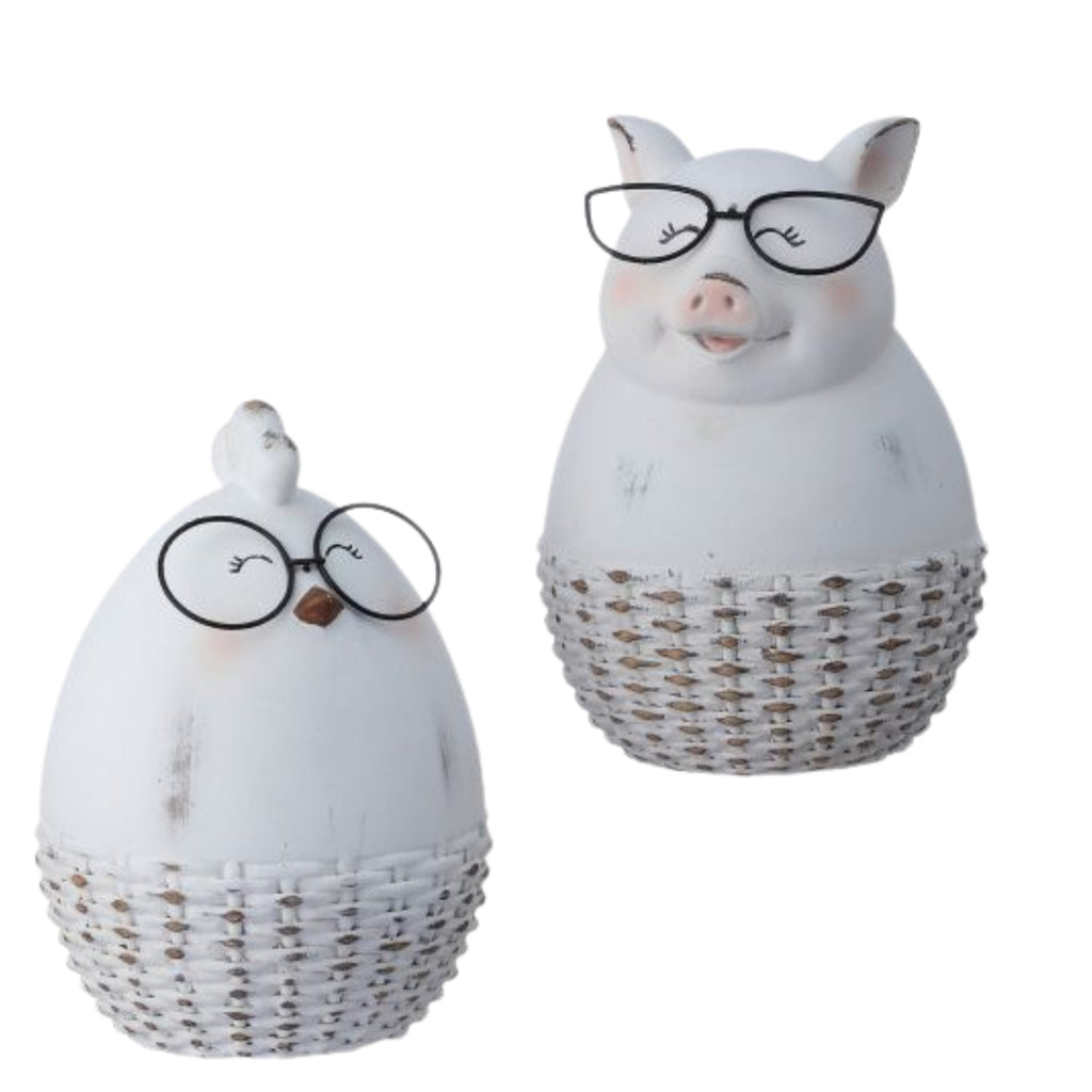 6.75" Resin Farm Animals Chicken & Pig with glasses Set MT26087 – The ...
