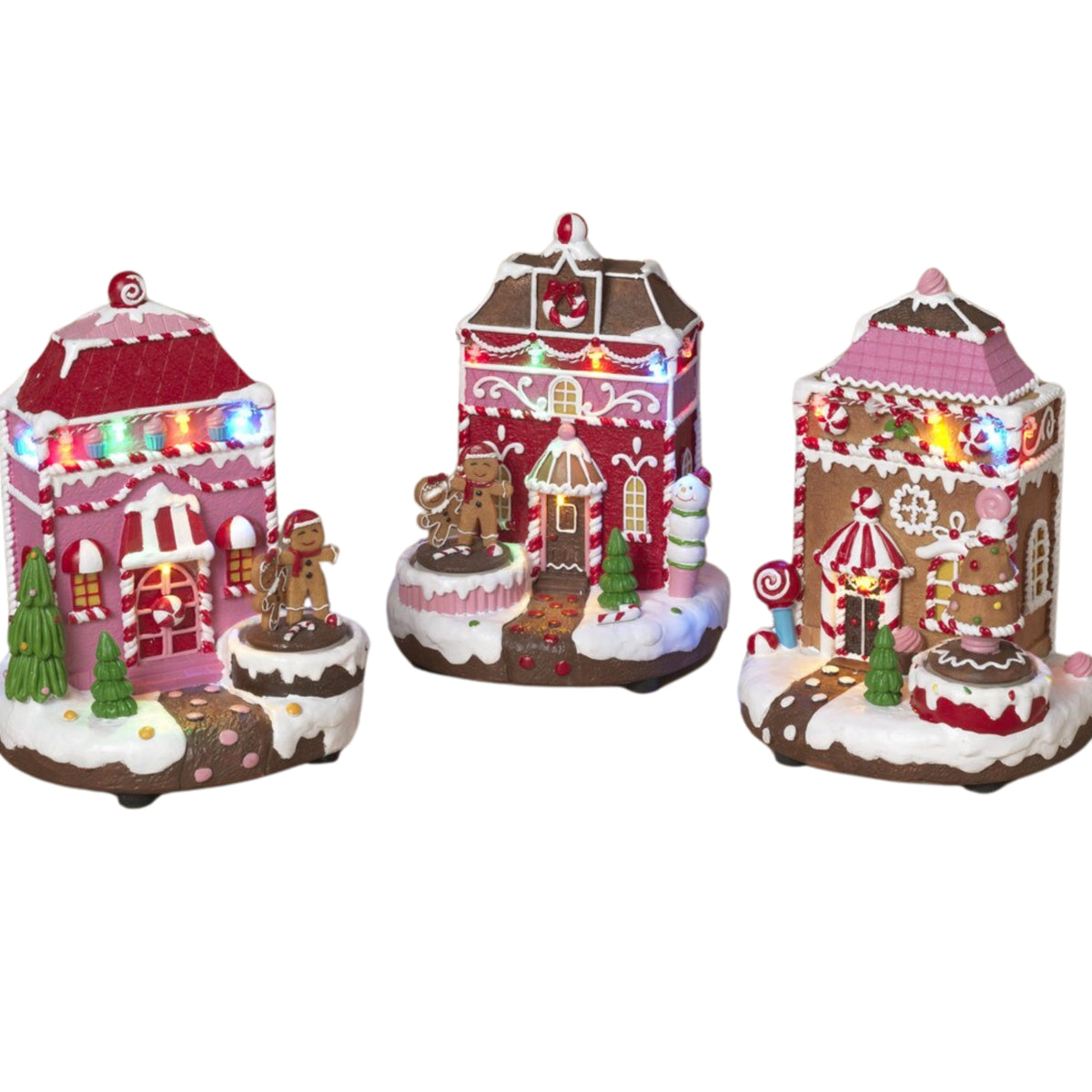 Pre-Order Gerson 7.9"H Lighted Musical Gingerbread House w/ Moving Fig